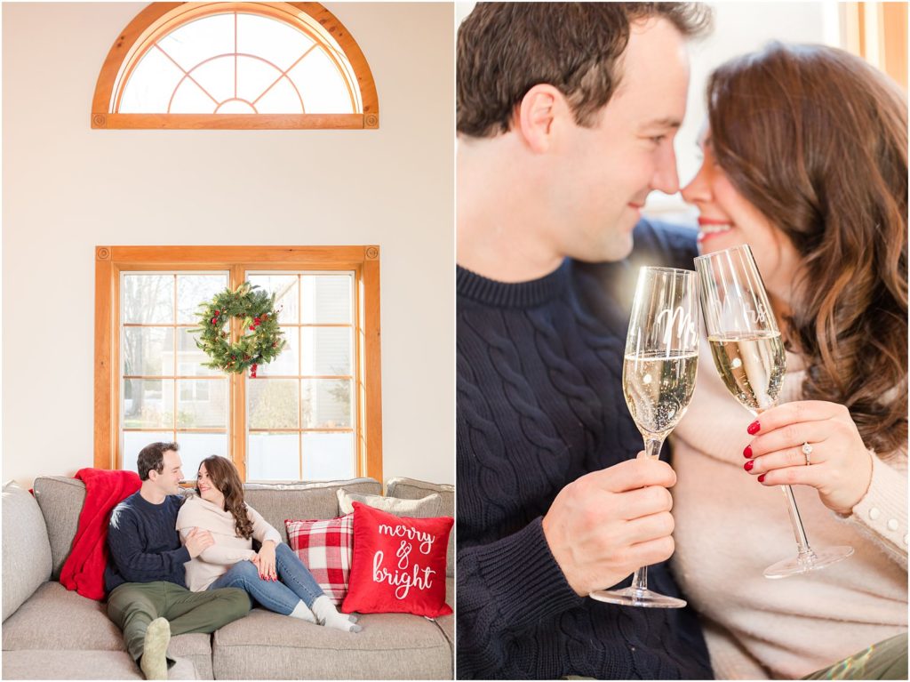 Cozy In-Home Holiday Engagement Session in New Jersey